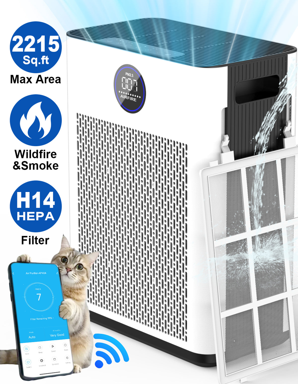 Airfire H14 HEPA Air Purifier Removes Smoke, Allergens & Formaldehyde