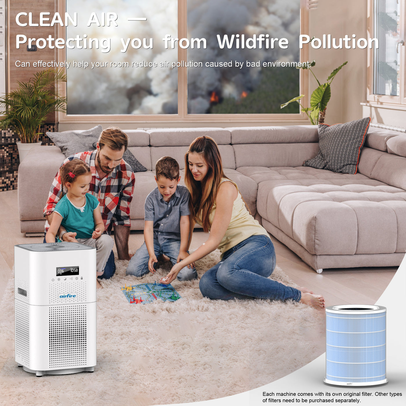Airfire AP401 | Large Room H13 HEPA Air Purifier (2500 sq ft)